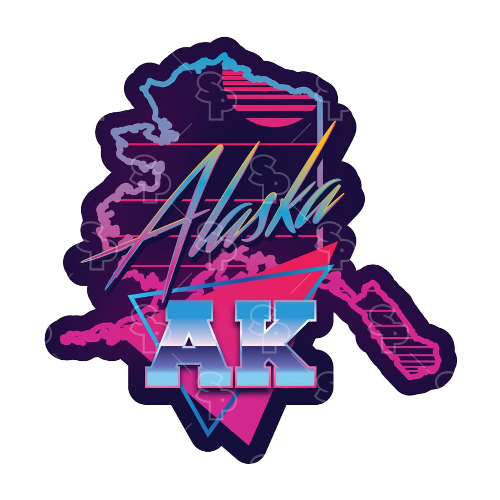Sticker Pack | 10833 - Retro Future State Outline - Alaska
