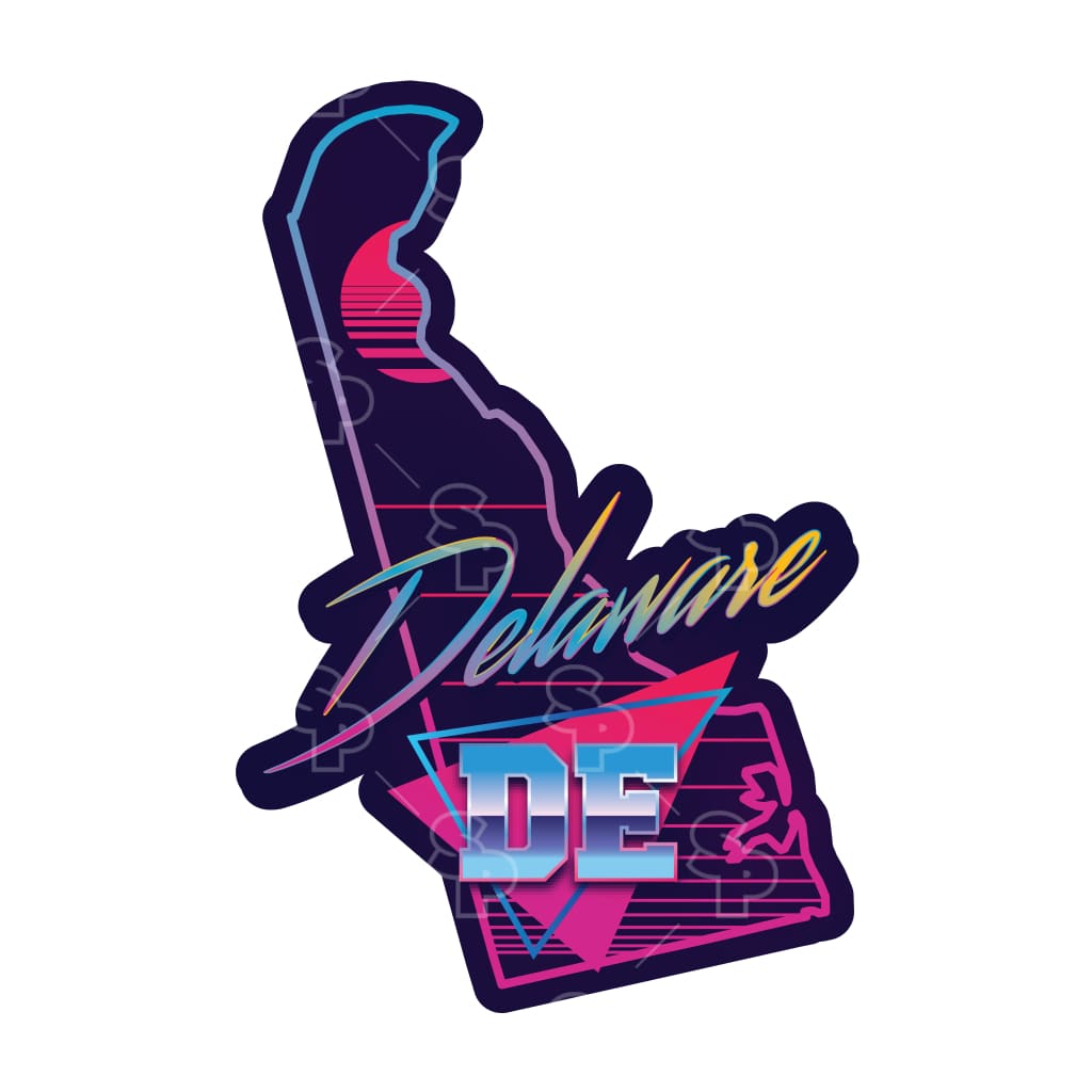 Sticker Pack | 10886 - Retro Future State Outline - Delaware
