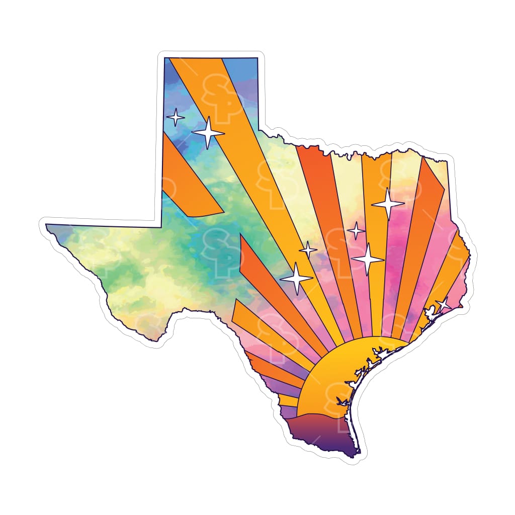 Sticker Pack | 11206 - Watercolor Sunburst - Texas