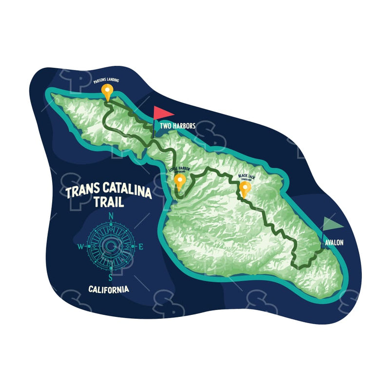 Sticker Pack | 12604 - Catalina Island Outline - Trans Catalina Trail
