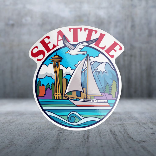 Sticker Pack | 18749 - Seattle - Skyline - Sailboat Seagull