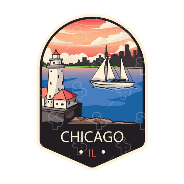 Sticker Pack | 18847 - Chicago - Skyline SIlhouette Shield