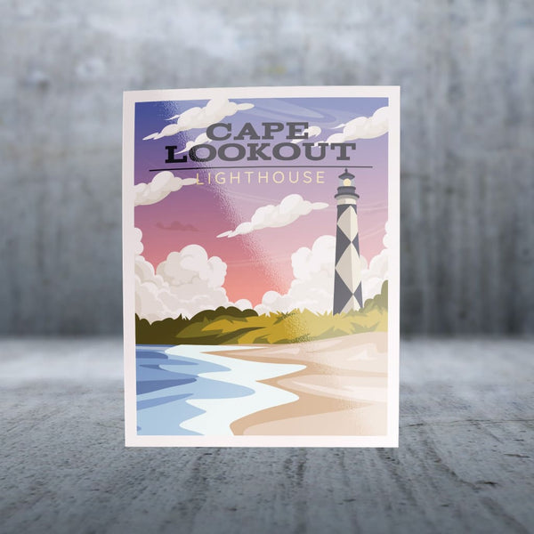 Sticker Pack | 18943 - Vintage Poster - Cape Lookout Lighthouse