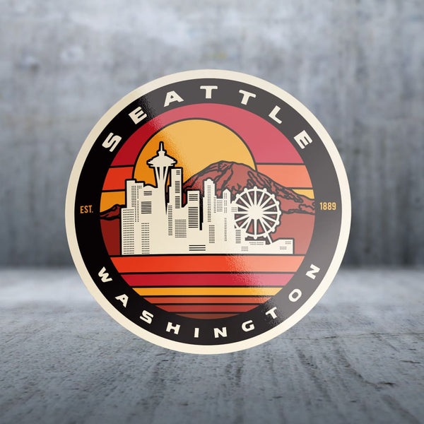 Sticker Pack | 19066 - Red Hues Seattle Scene Circle - Ferris Wheel