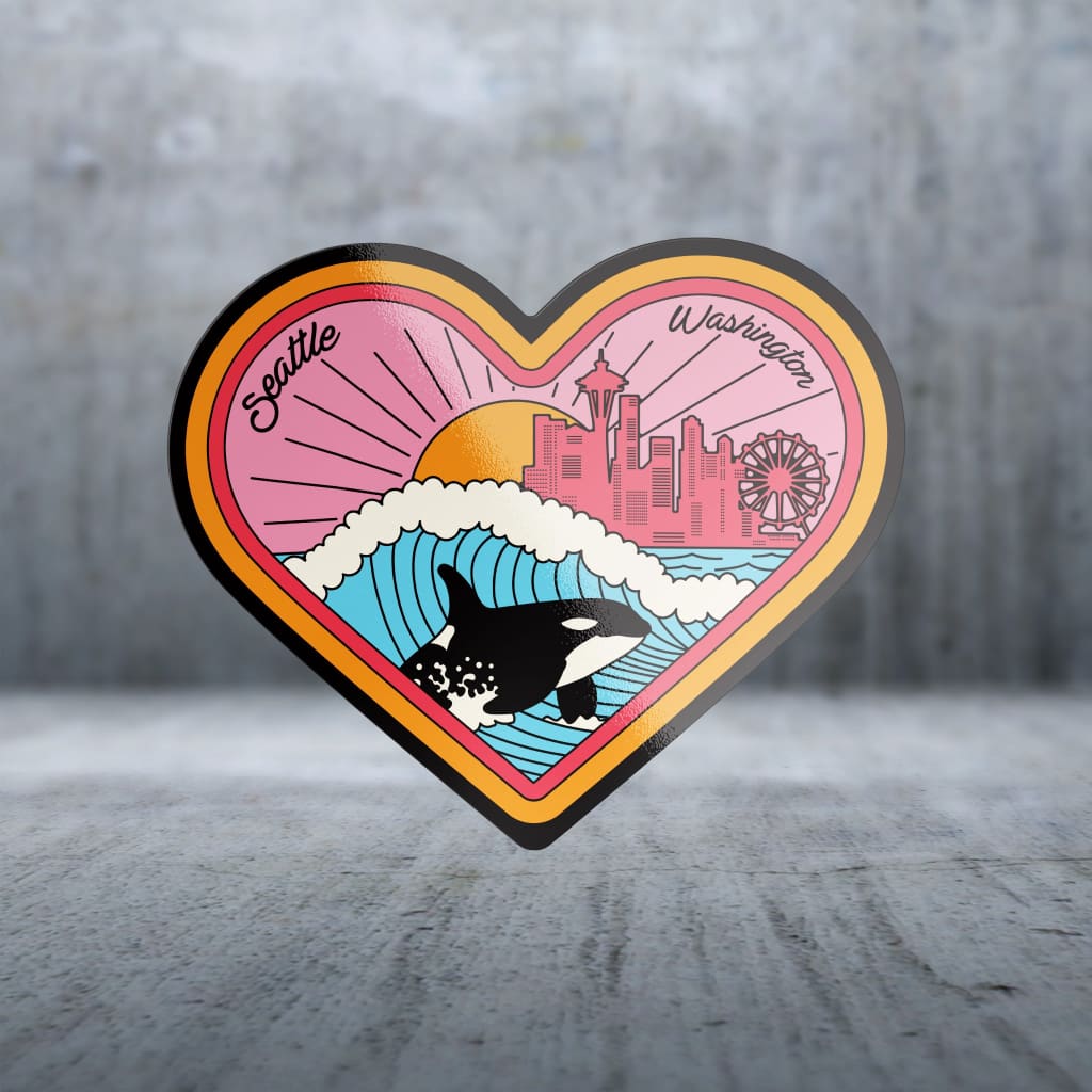 Sticker Pack | 19085 - Seatlle Silhouette in a Heart - Orca
