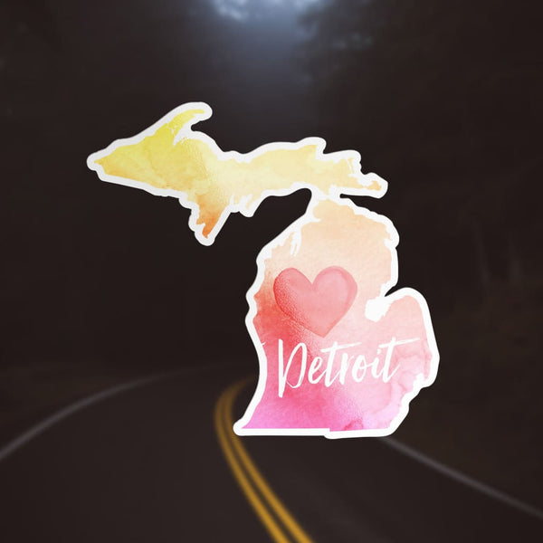 Sticker Pack | 2695 - Watercolor Heart - Michigan