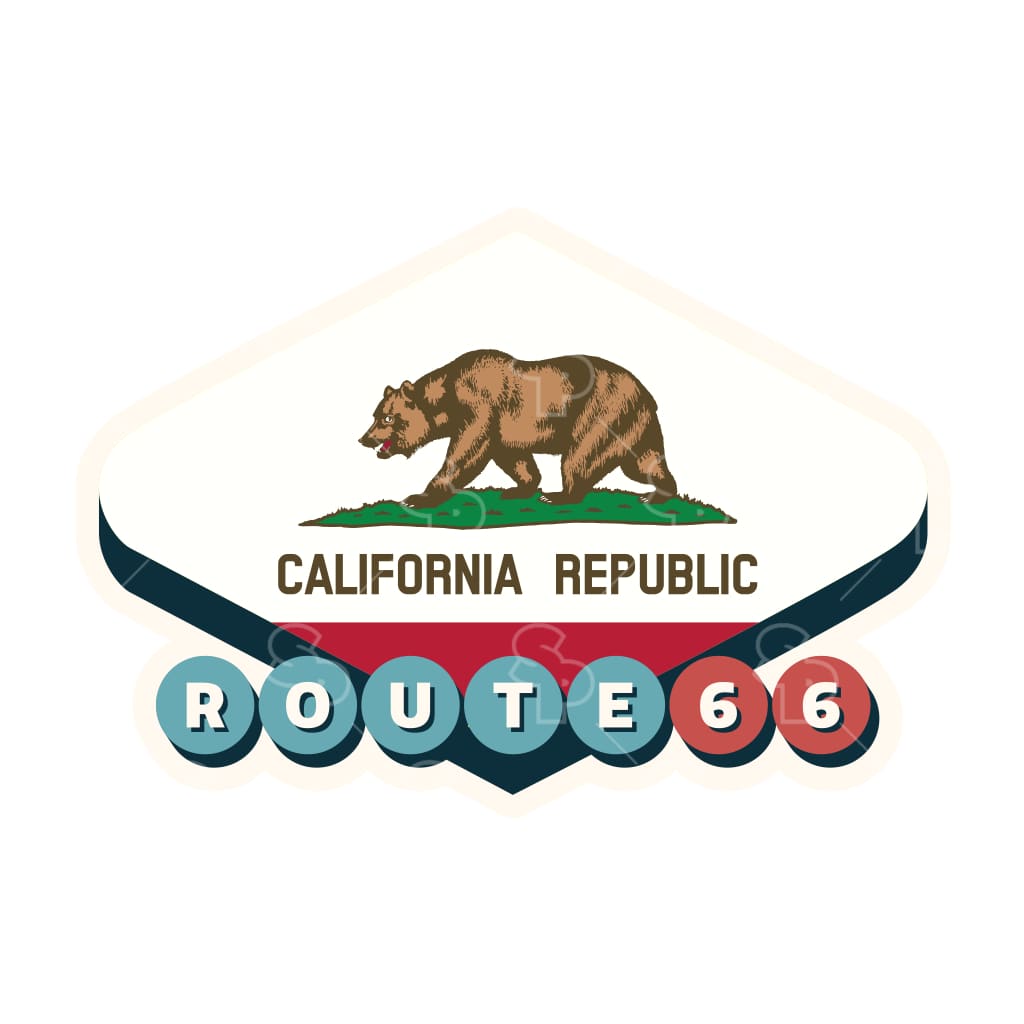 Sticker Pack | 8953 - Route 66 - Circle Sign - California
