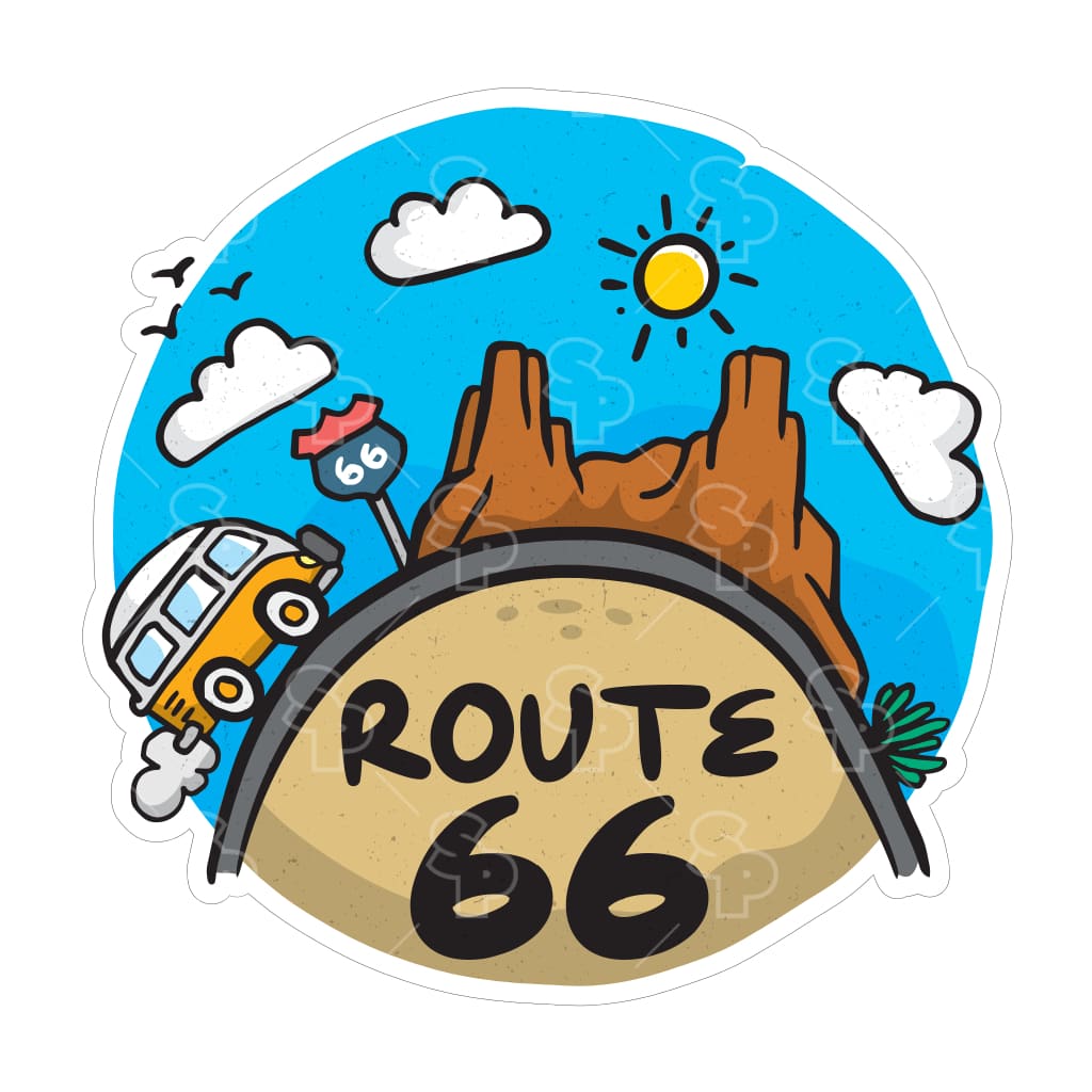 Sticker Pack | 8965 - Route 66 - Bus Cartoon